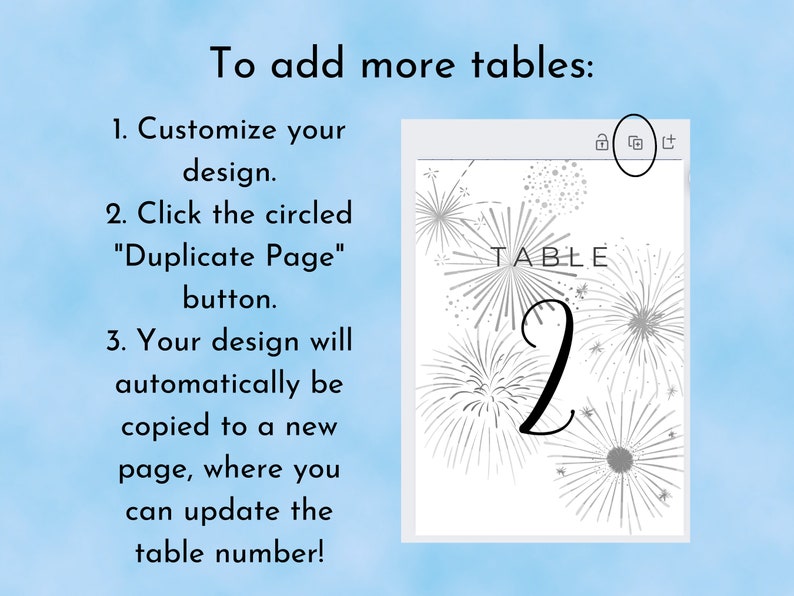 Editable Table Number Fireworks Fairytale Wedding Printable Table ...