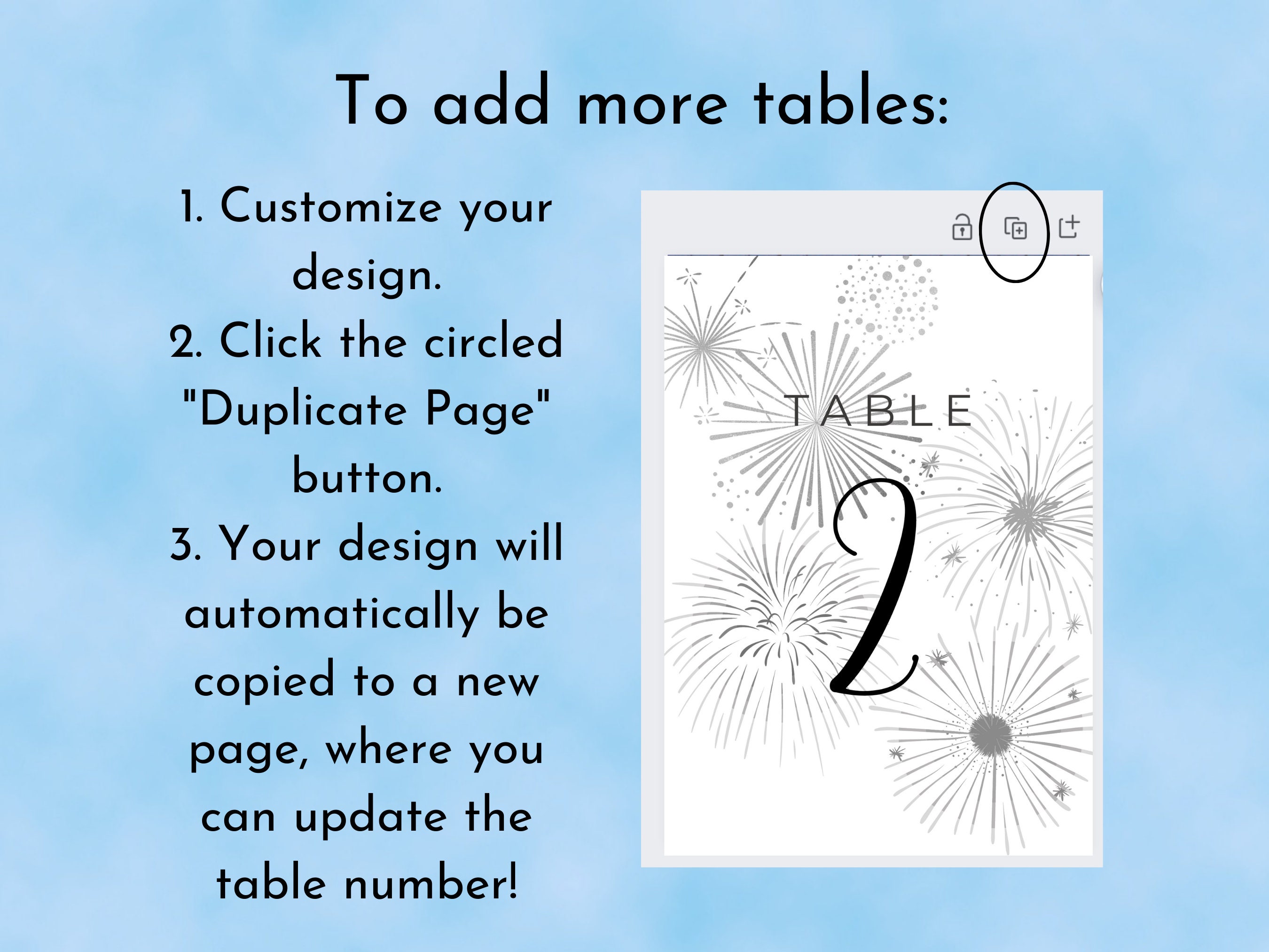 Editable Table Number Fireworks Fairytale Wedding Printable Table ...