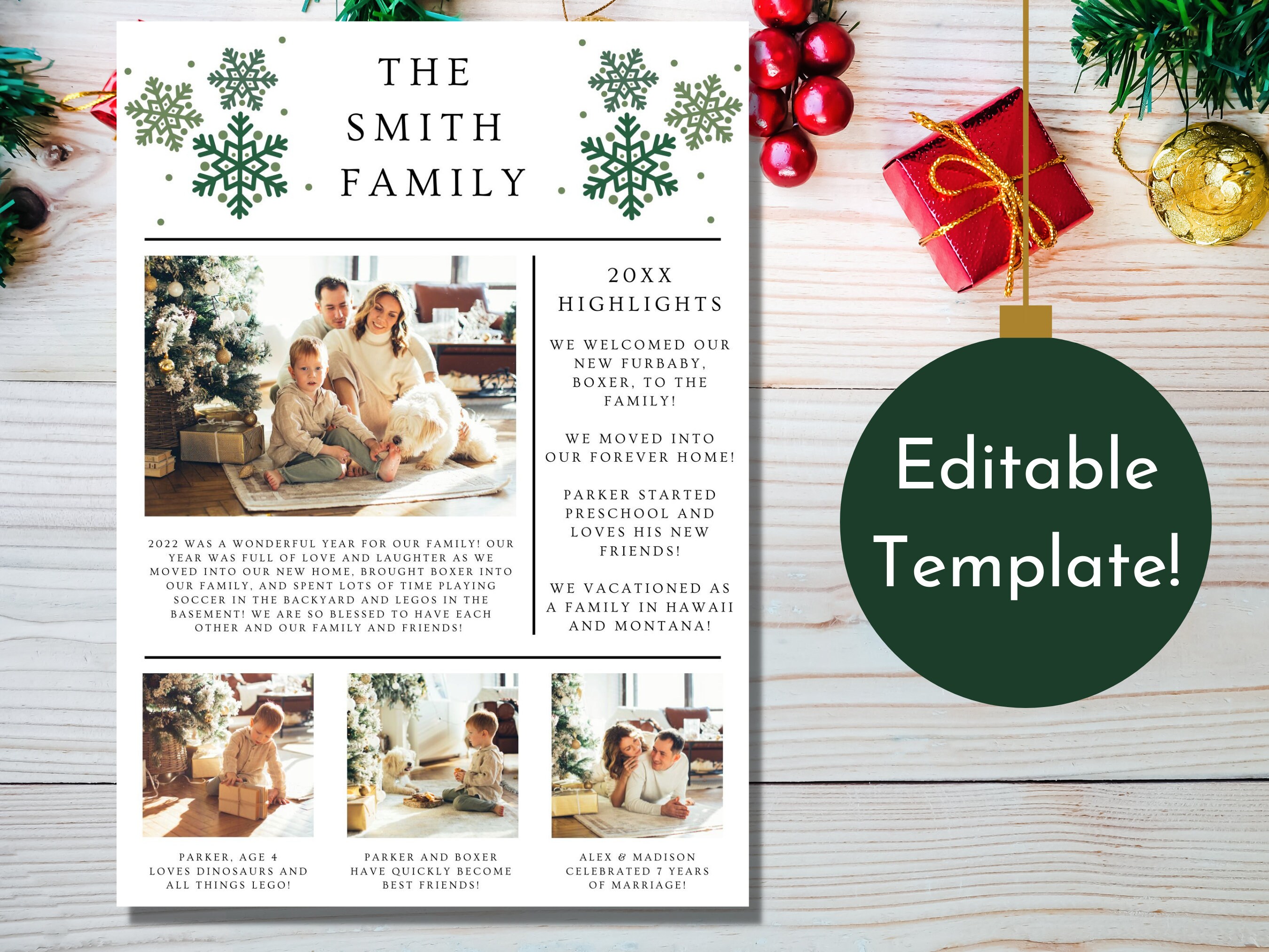 Editable Year in Review Christmas Card Template Merry Christmas Photo ...