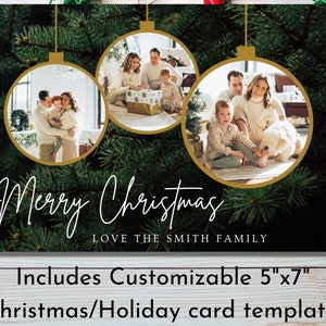 Editable Holiday Card With Photo Template | Merry Christmas Tree ...