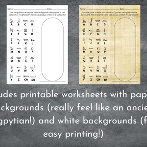 Ancient Egyptian Hieroglyphic Alphabet Cartouche Printable Worksheet ...