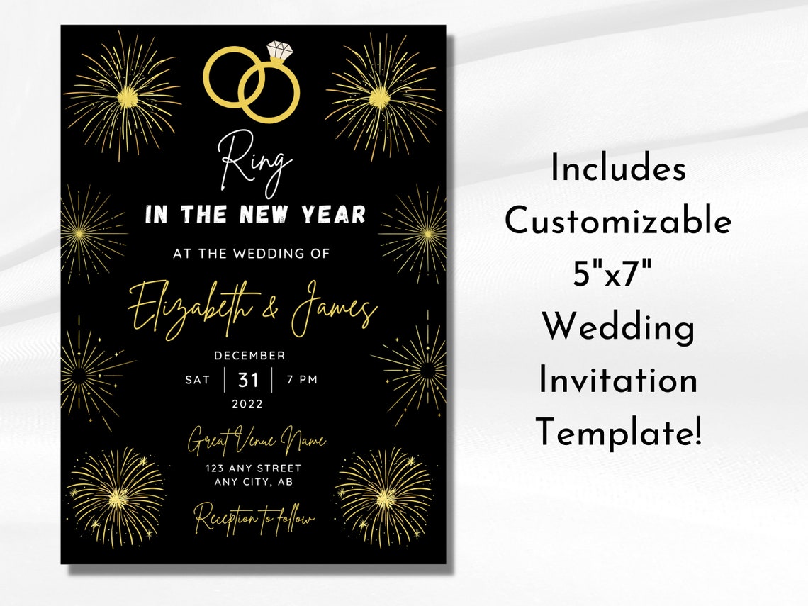 Editable New Years Eve Wedding Invitation, Ring in the New Year ...