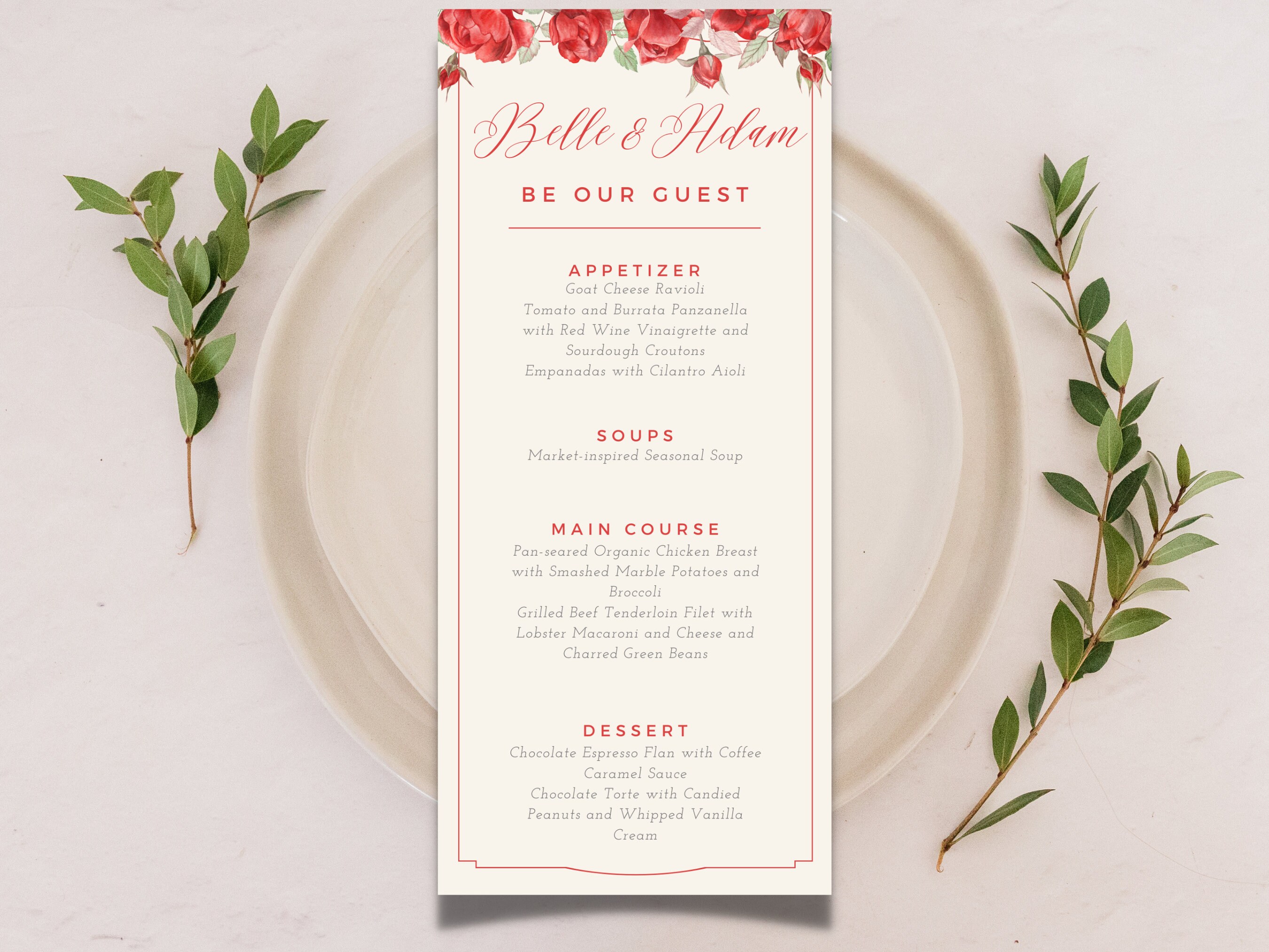 Editable Beauty and the Beast Wedding Menu Table Number - Etsy