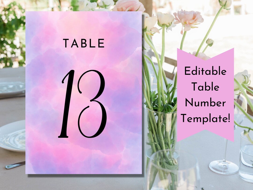 Editable Table Number | Lover Bridal Shower Wedding Printable Table ...