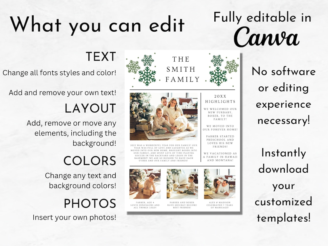 Editable Year in Review Christmas Card Template Merry - Etsy