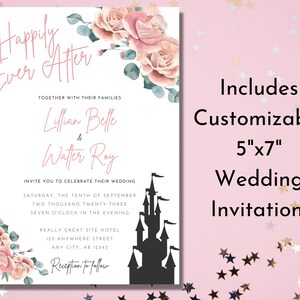 Editable Fairytale Wedding Invitation | Castle Happily Ever After ...