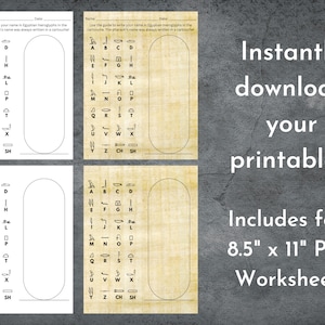 Ancient Egyptian Hieroglyphic Alphabet Cartouche Printable Worksheet ...