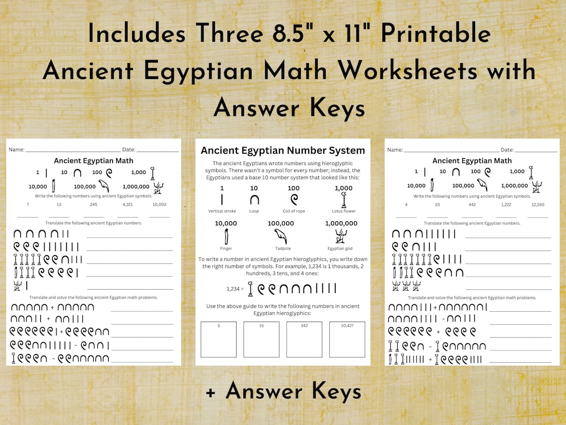 Ancient Egyptian Math Printable Worksheet | Kids Ancient Egypt School ...