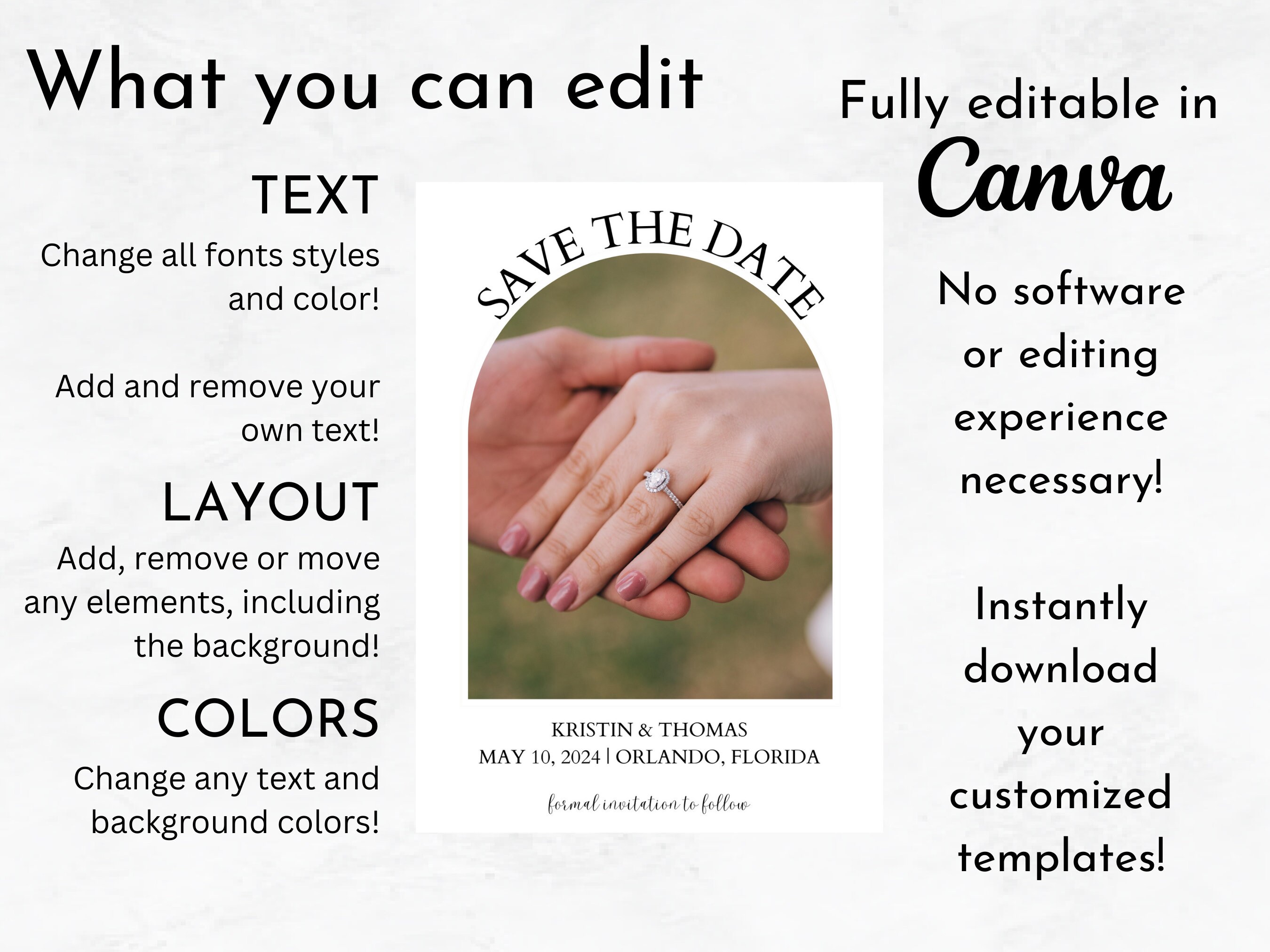 Editable Photo Save the Date Minimalist Modern Double Sided - Etsy