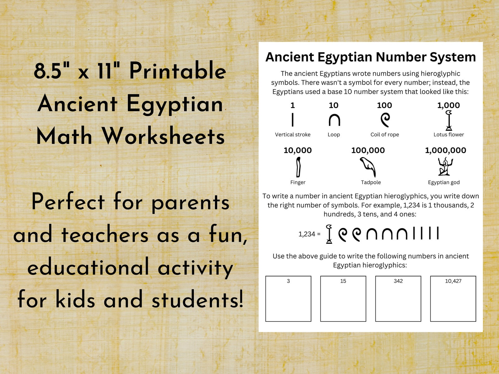 Ancient Egyptian Math Printable Worksheet | Kids Ancient Egypt School ...