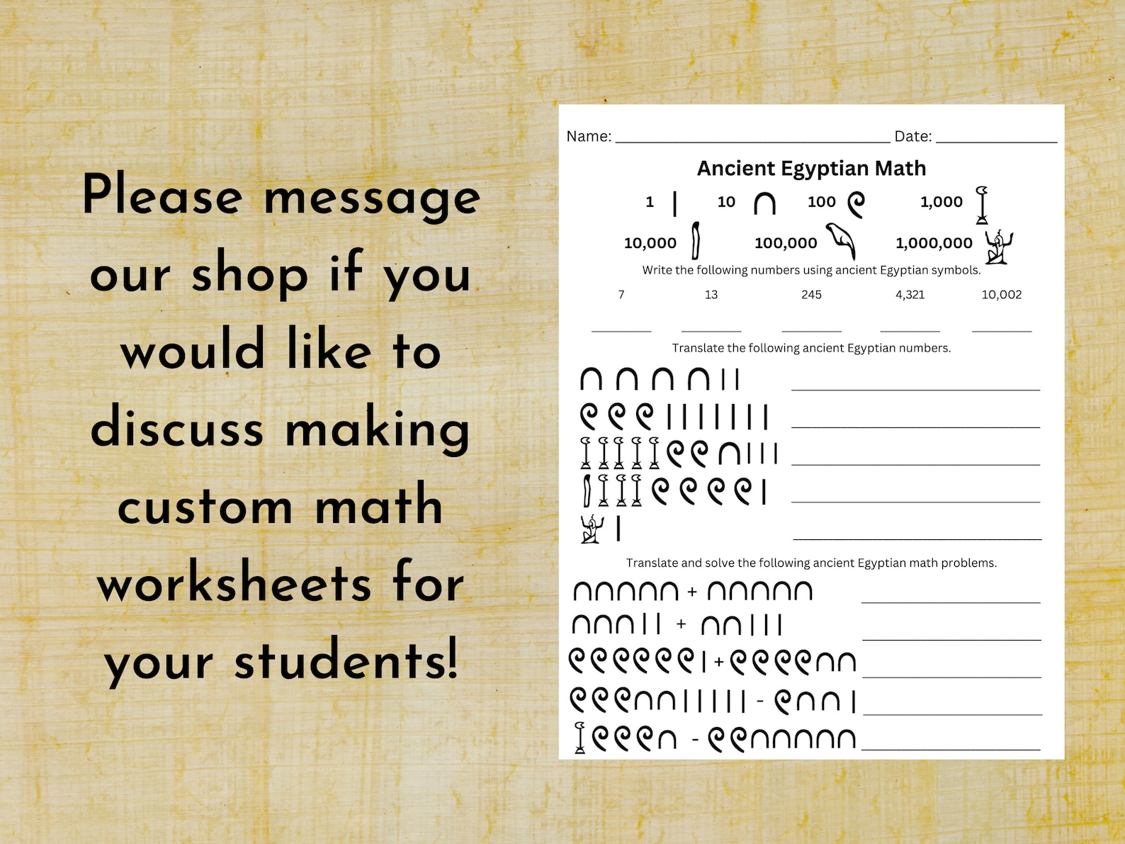 Ancient Egyptian Math Printable Worksheet Kids Ancient Egypt School ...