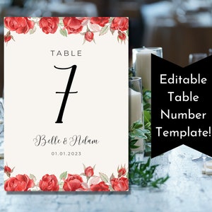 Editable Table Number Beauty and the Beast Fairytale Wedding Printable ...