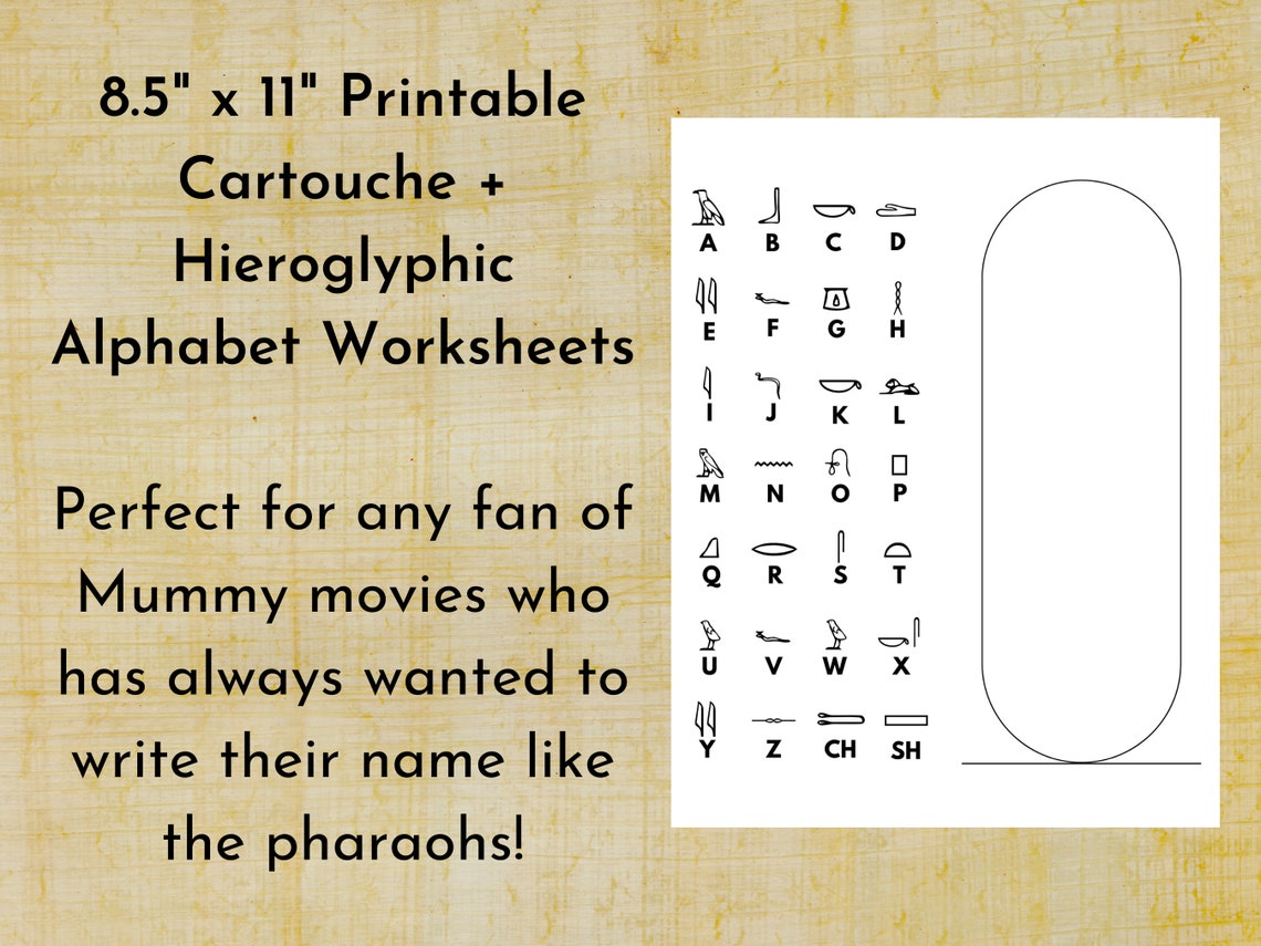 Ancient Egyptian Hieroglyphic Alphabet Cartouche Printable Worksheet ...