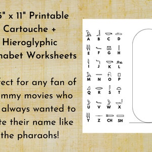 Ancient Egyptian Hieroglyphic Alphabet Cartouche Printable Worksheet ...