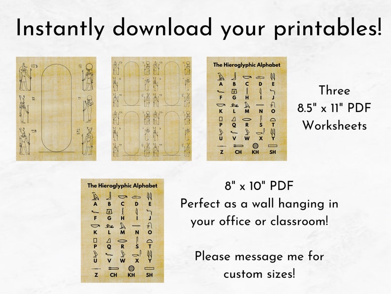 Ancient Egyptian Hieroglyphic Alphabet Cartouche Printable Worksheet ...