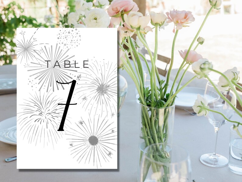 Editable Table Number Fireworks Fairytale Wedding Printable Table ...