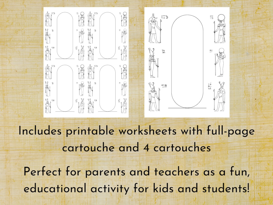 Ancient Egyptian Hieroglyphic Alphabet Cartouche Printable Worksheet ...