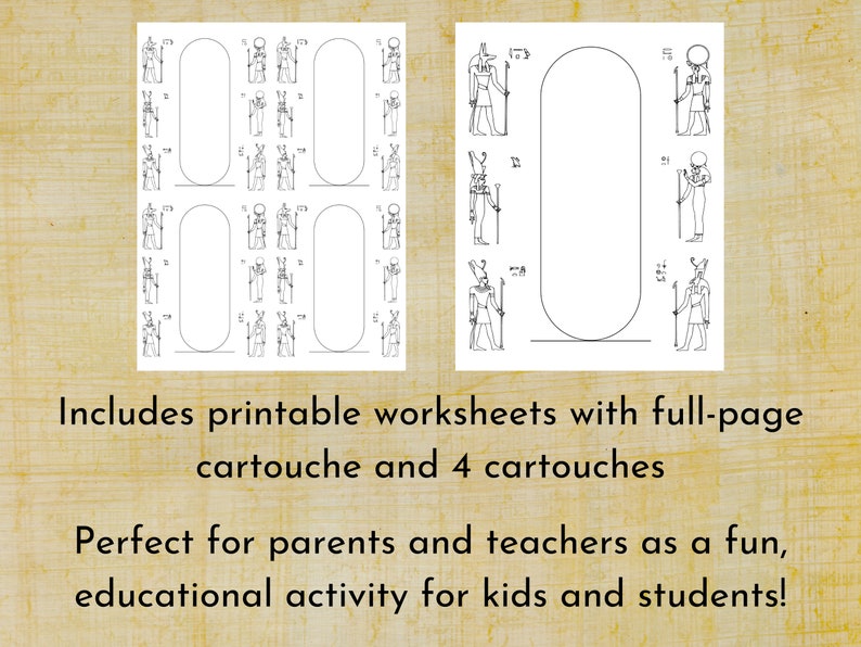 Ancient Egyptian Hieroglyphic Alphabet Cartouche Printable Worksheet ...