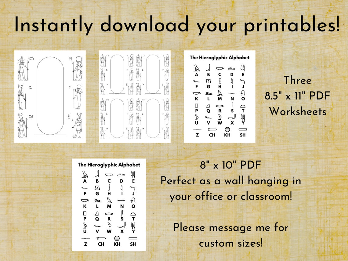 Ancient Egyptian Hieroglyphic Alphabet Cartouche Printable Worksheet ...