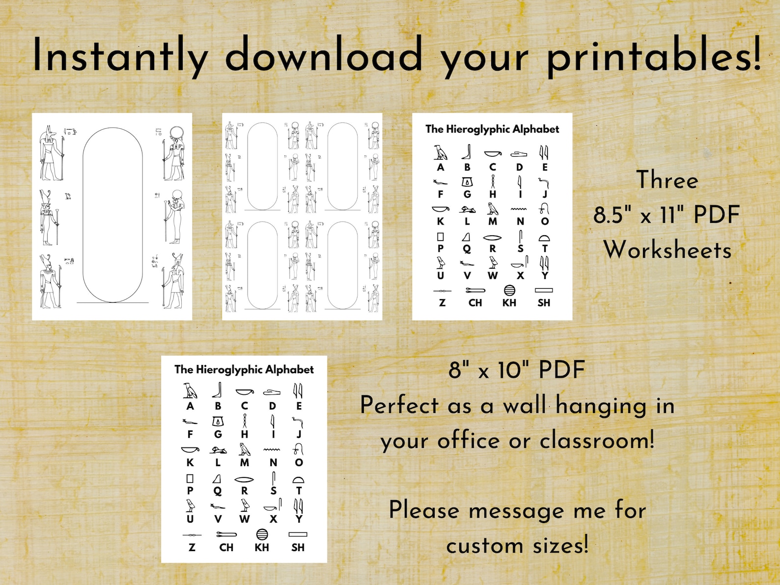 Ancient Egyptian Hieroglyphic Alphabet Cartouche Printable Worksheet ...