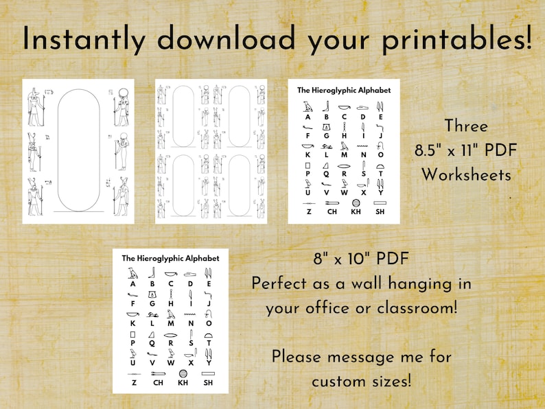 Ancient Egyptian Hieroglyphic Alphabet Cartouche Printable Worksheet ...