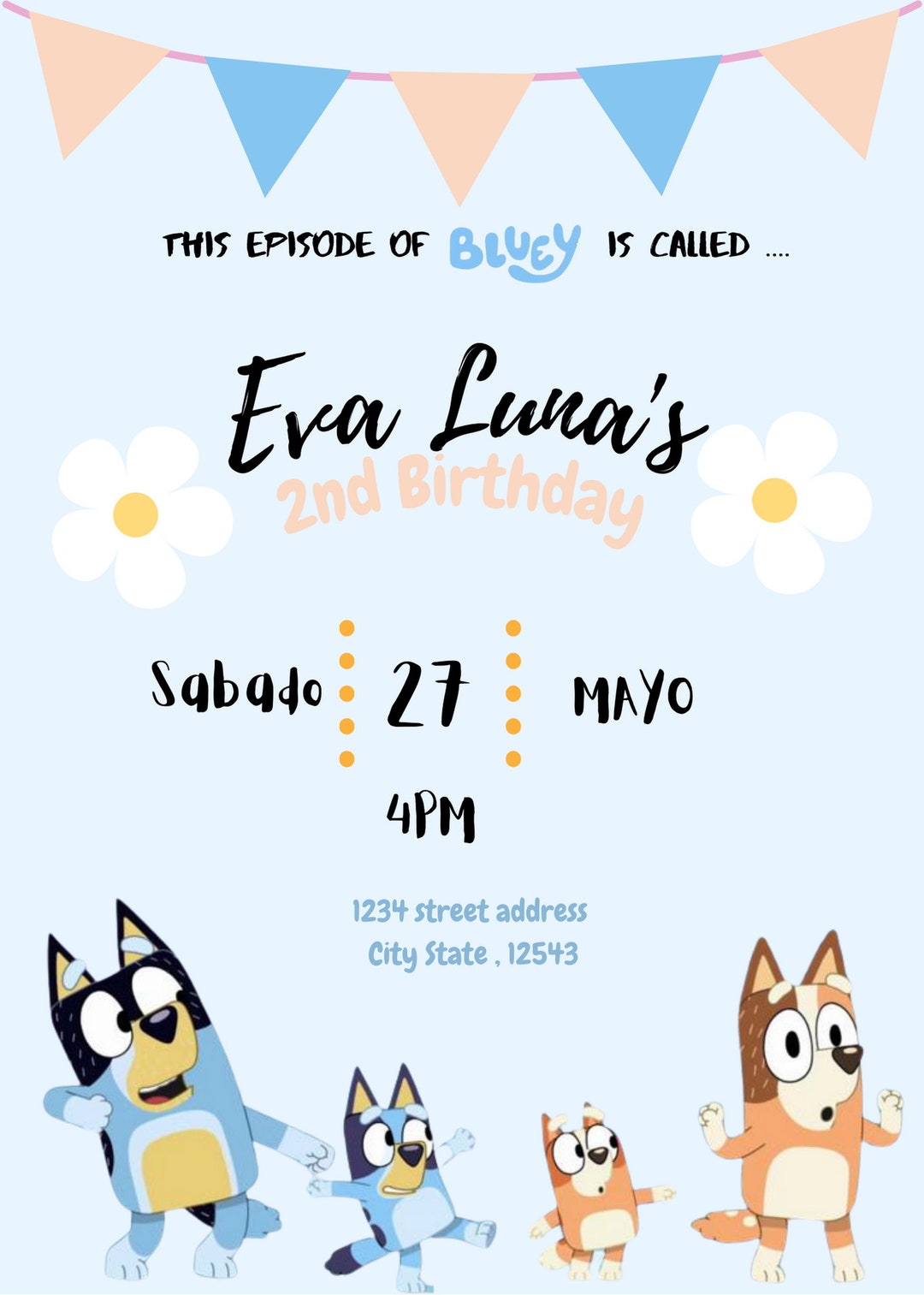 Bluey Birthday Bluey Invitation Bluey Party Bluey Kids Etsy