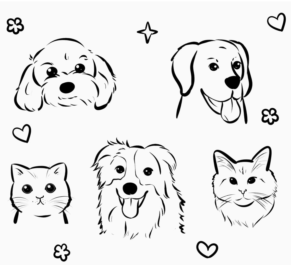 Custom Pet Portrait Chibi-style Hand-drawn Portraits: Custom Cartoon ...