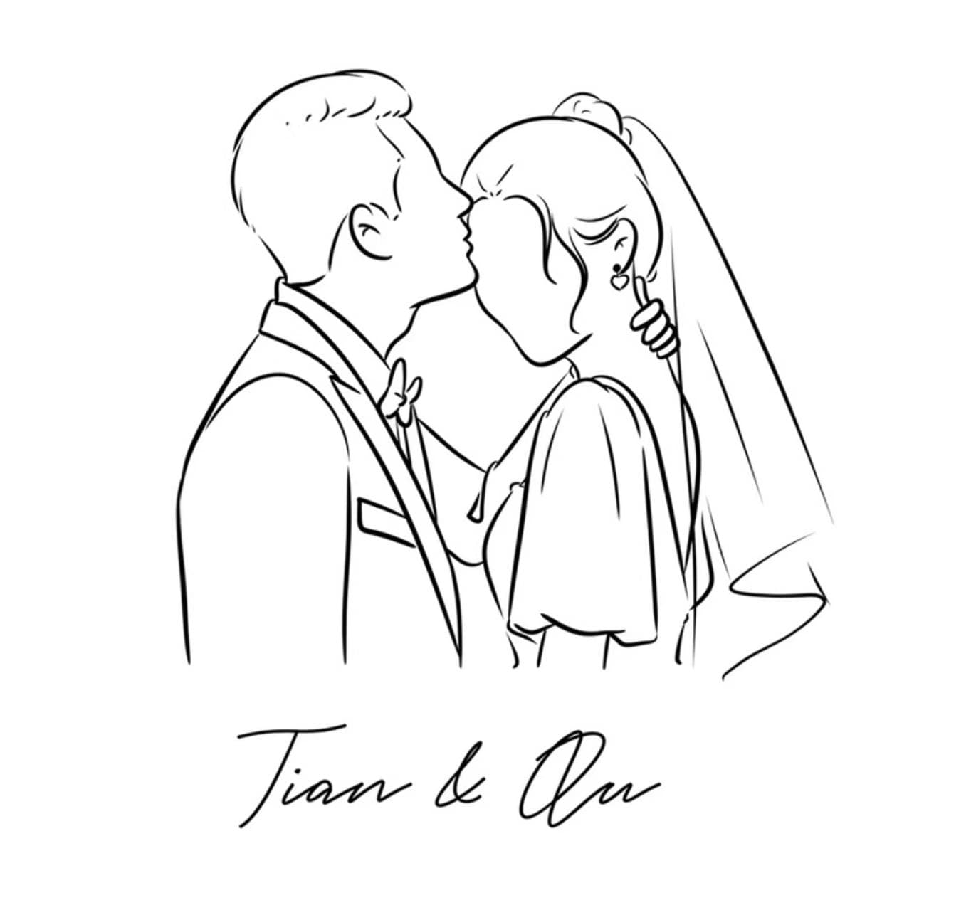 Custom Wedding Logo Design Wedding Invitations Line Art Outline Wedding ...