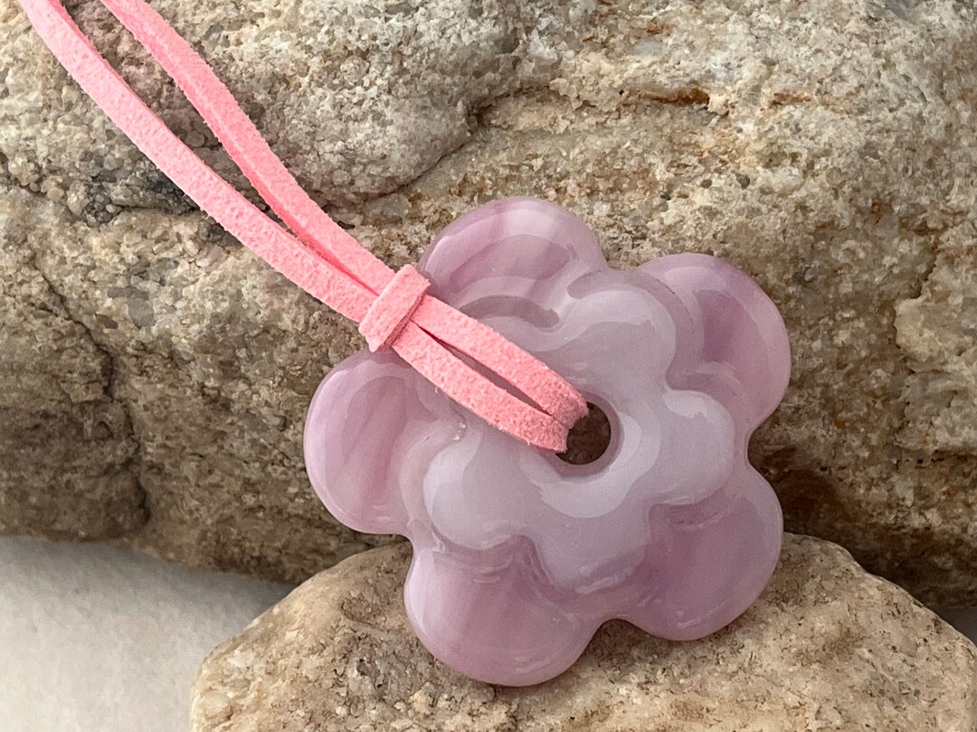 Pink Flower Pendant, Pink Flower Necklace, Pink Necklace, Pink Pendant ...