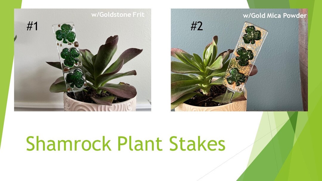 Shamrock Plant Stake, St Patrick's Day Plant Stake, Fused Glass Plant ...