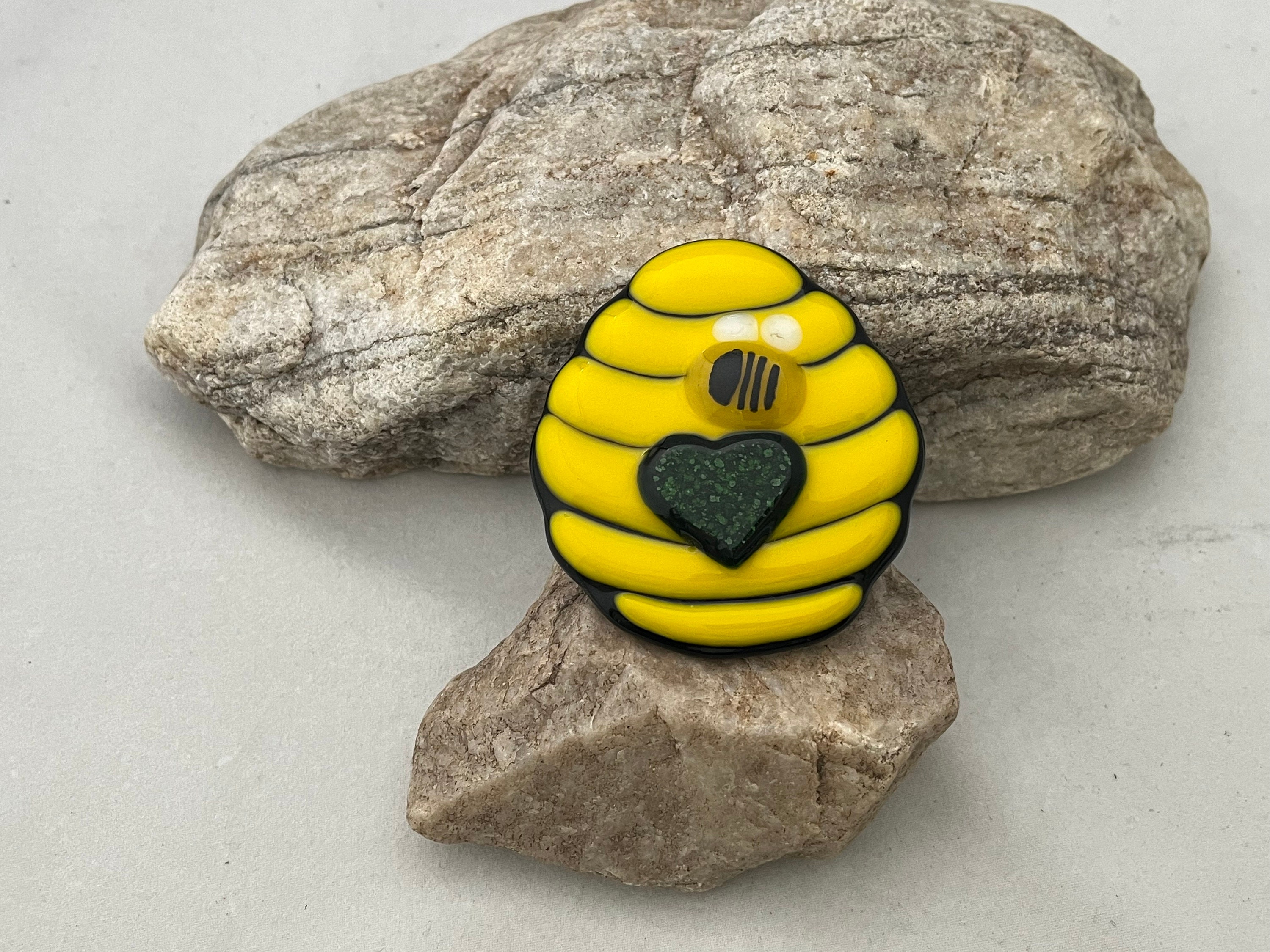 Beehive Fused Glass Refrigerator Magnet, Beehive Magnet, Bee Magnet ...