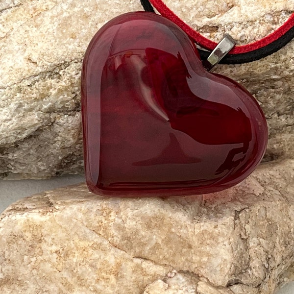 Glass Heart Pendant - Etsy