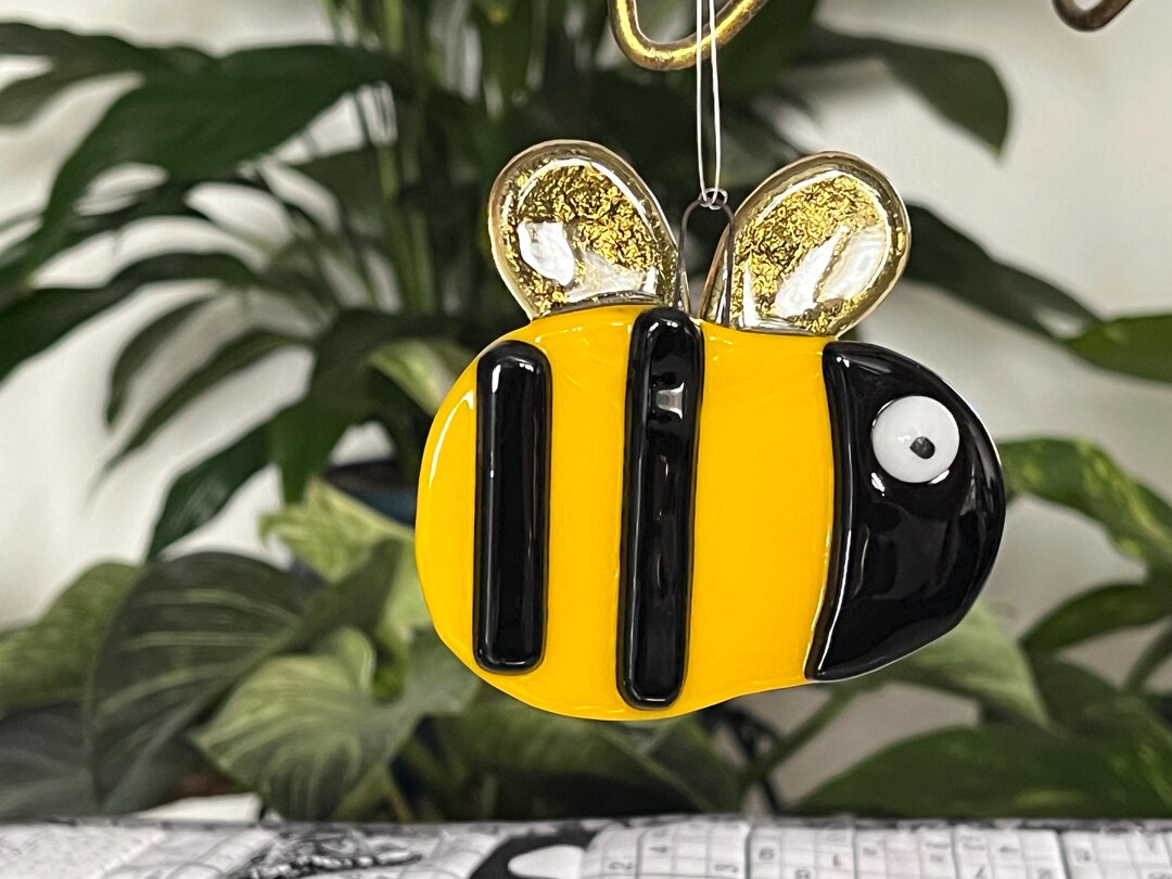 Bee Suncatcher, Fused Glass Sunatcher, Fused Glass Bee Window Decor ...