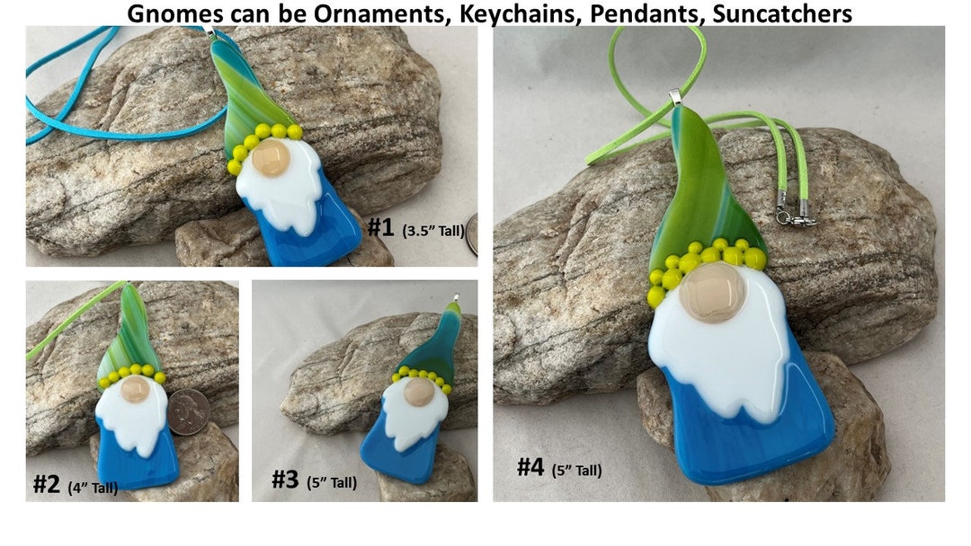 Blue Gnome, Fused Glass Gnome, Fused Glass Ornament, Fused Glass Sun ...