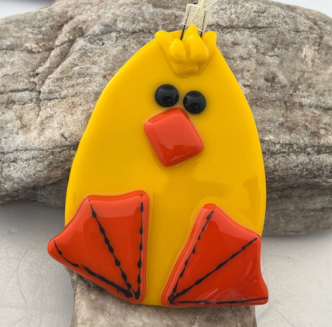 Easter Chick Suncatcher, Fused Glass Suncatcher, Fused Glass Chick ...