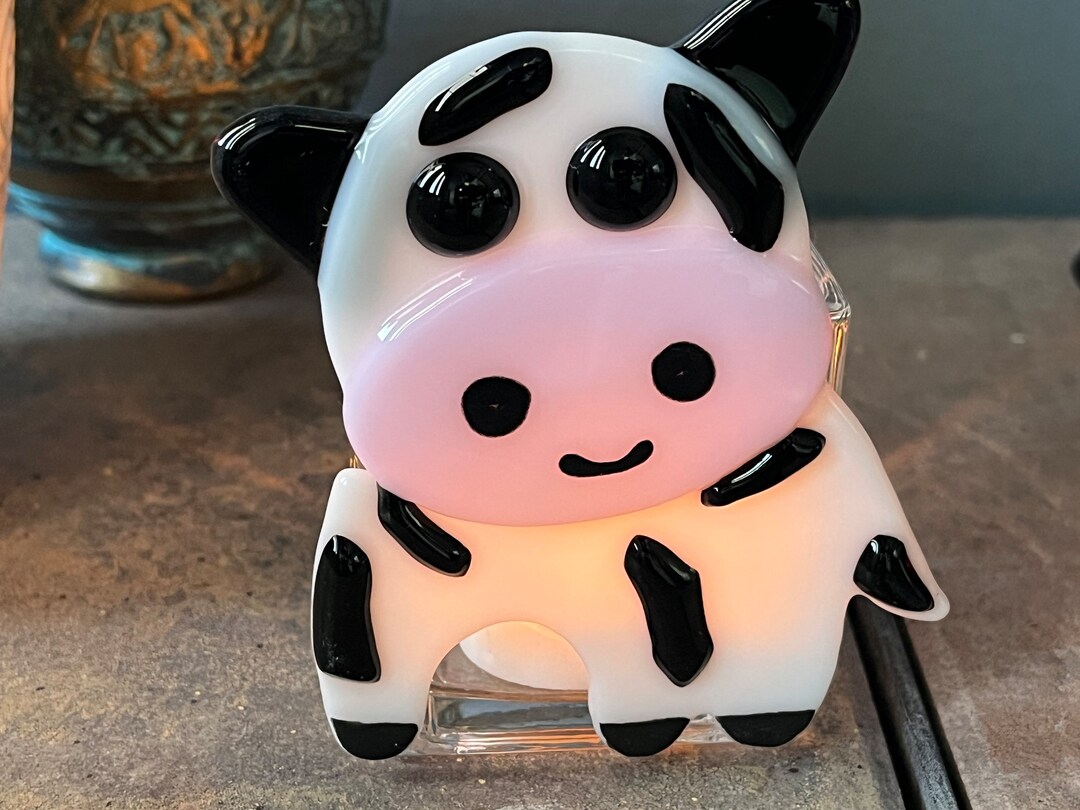 Candle Holder, Cow Candle Holder, Fused Glass Candle Holder, Cow Tea ...
