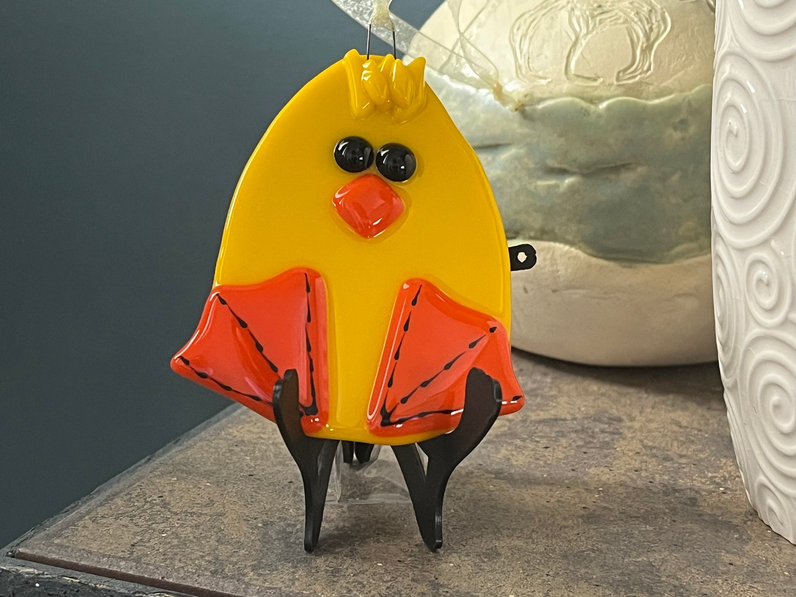 Easter Chick Suncatcher, Fused Glass Suncatcher, Fused Glass Chick ...