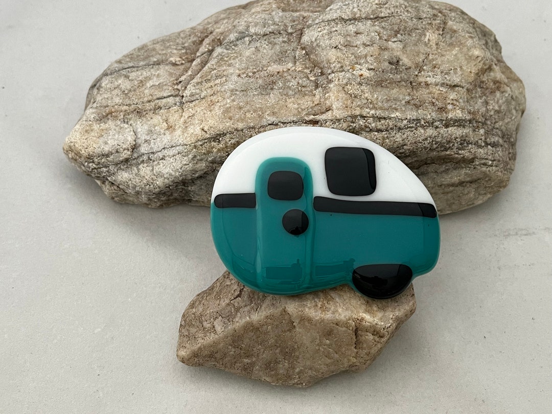 Camper Fused Glass Refrigerator Magnet, Camper Magnet, Trailer Magnet ...