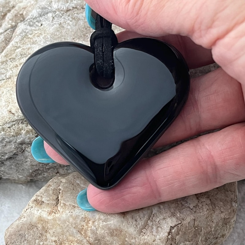 Glass Heart Pendant - Etsy