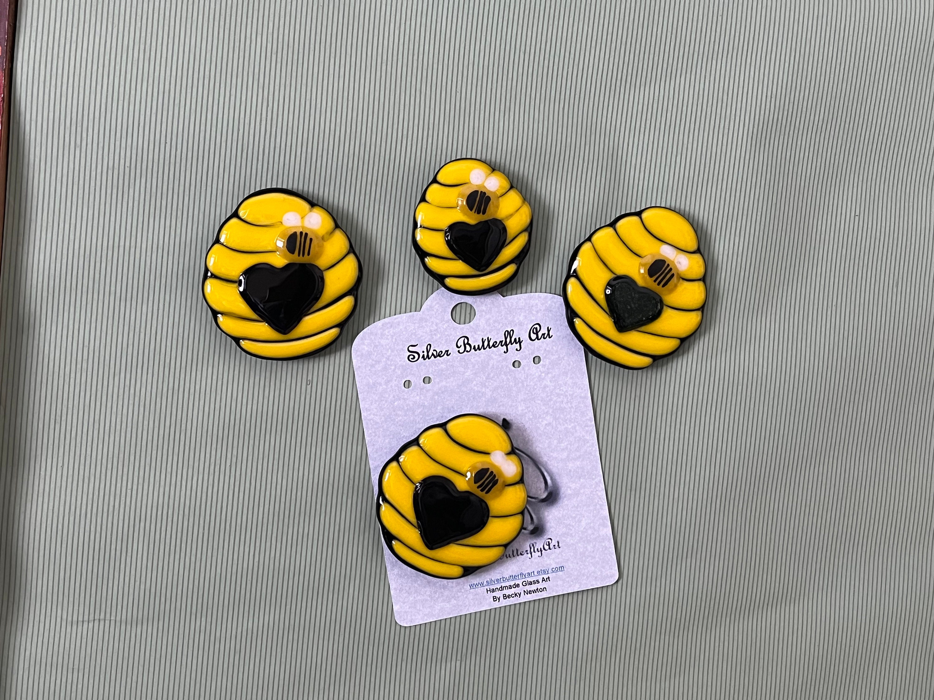 Beehive Fused Glass Refrigerator Magnet, Beehive Magnet, Bee Magnet ...