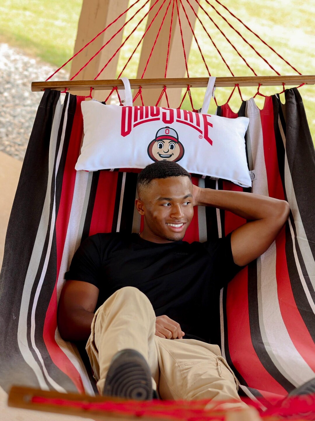 Ohio State Buckeyes Hammock: Handmade Cotton Canvas With Brutus Pillow ...