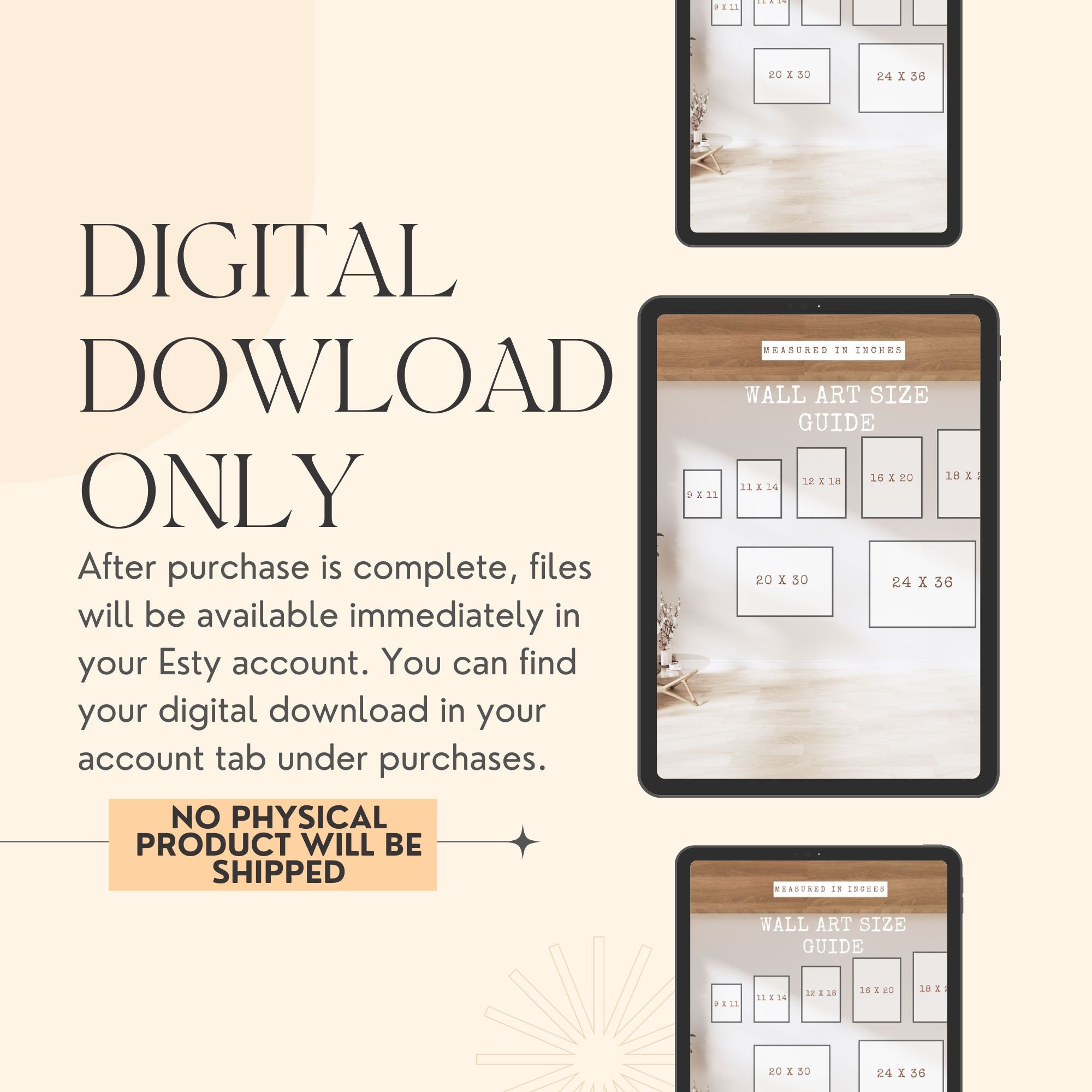 Mockup Wall Art Size Guide, 9 X 11, 11 X 14, 12 X 18, 16 X 20, 18 X 24 ...