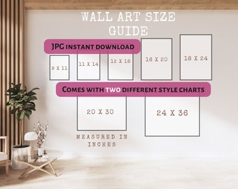 Mockup Wall Art Size Guide, 9 X 11, 11 X 14, 12 X 18, 16 X 20, 18 X 24 ...