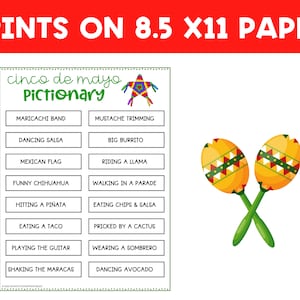 Cinco De Mayo Pictionary Party Game, Cinco De Mayo Charades Game ...