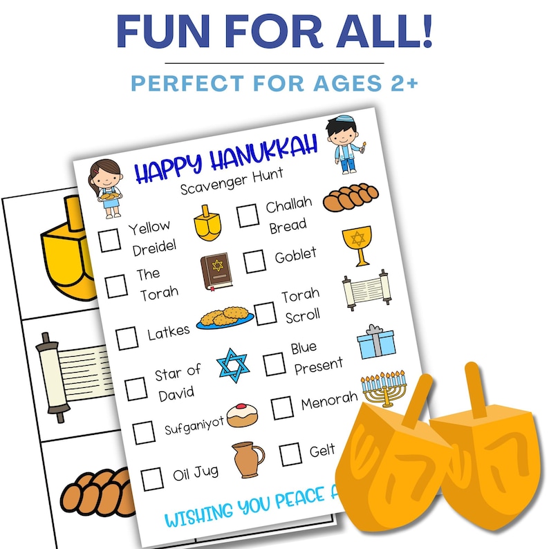 Kids Hanukkah Picture Scavenger Hunt, Hanukkah Treasure Hunt, Hanukkah ...