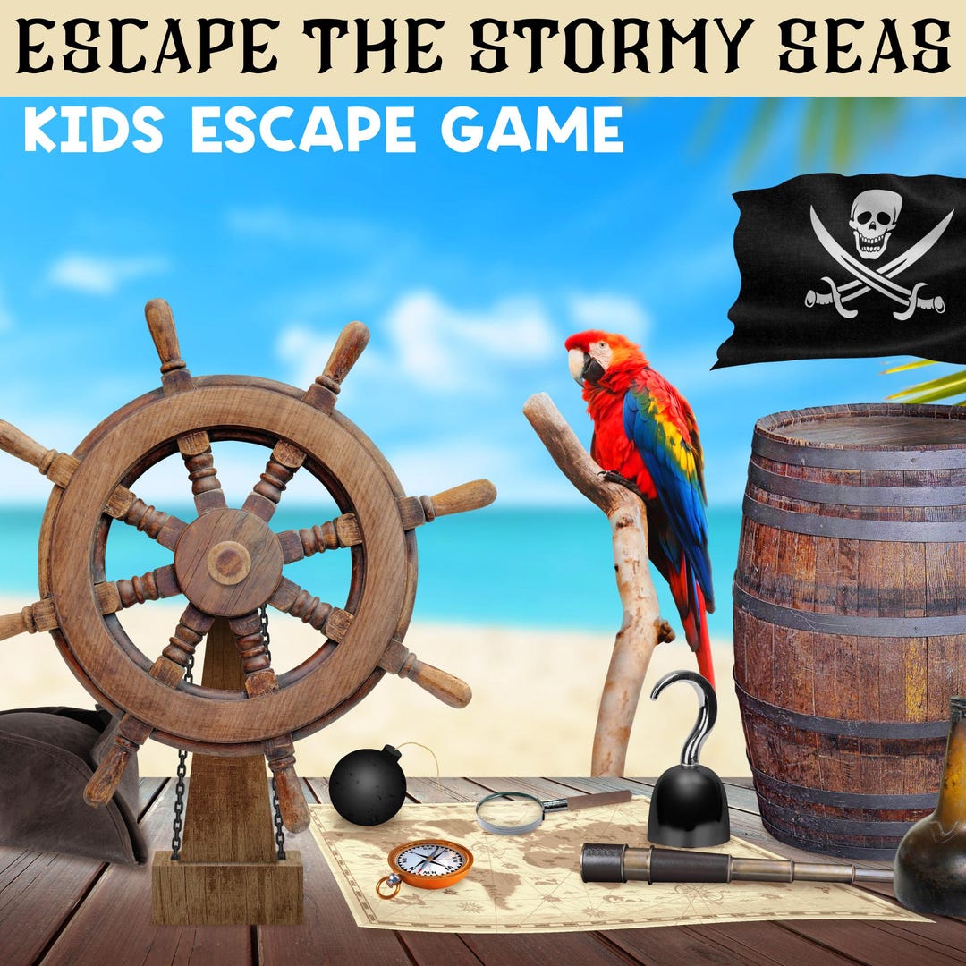 Kids Pirate Escape Room | Stormy Seas Printable Puzzle Kit | Birthday ...