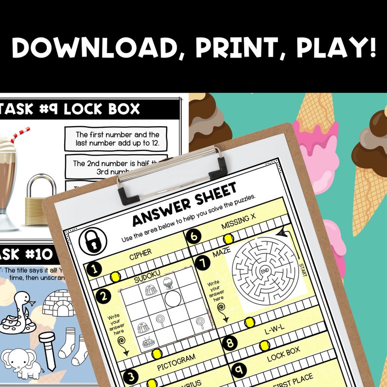 Ice Cream Escape Game for Kids Birthday Party Game Ice Cream Escape ...