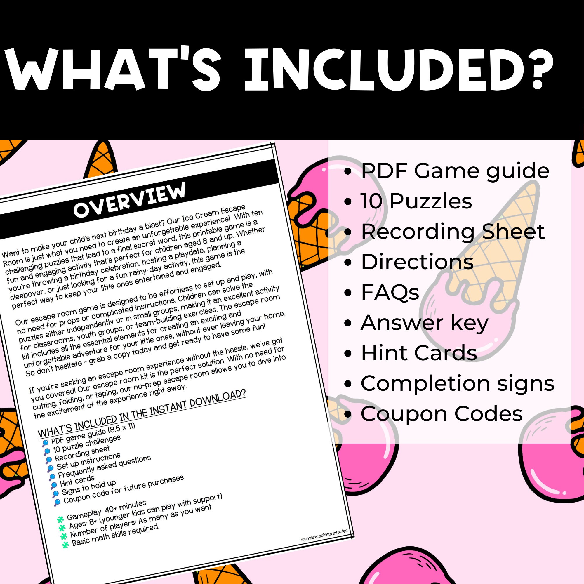 Ice Cream Escape Game for Kids Birthday Party Game Ice Cream Escape ...