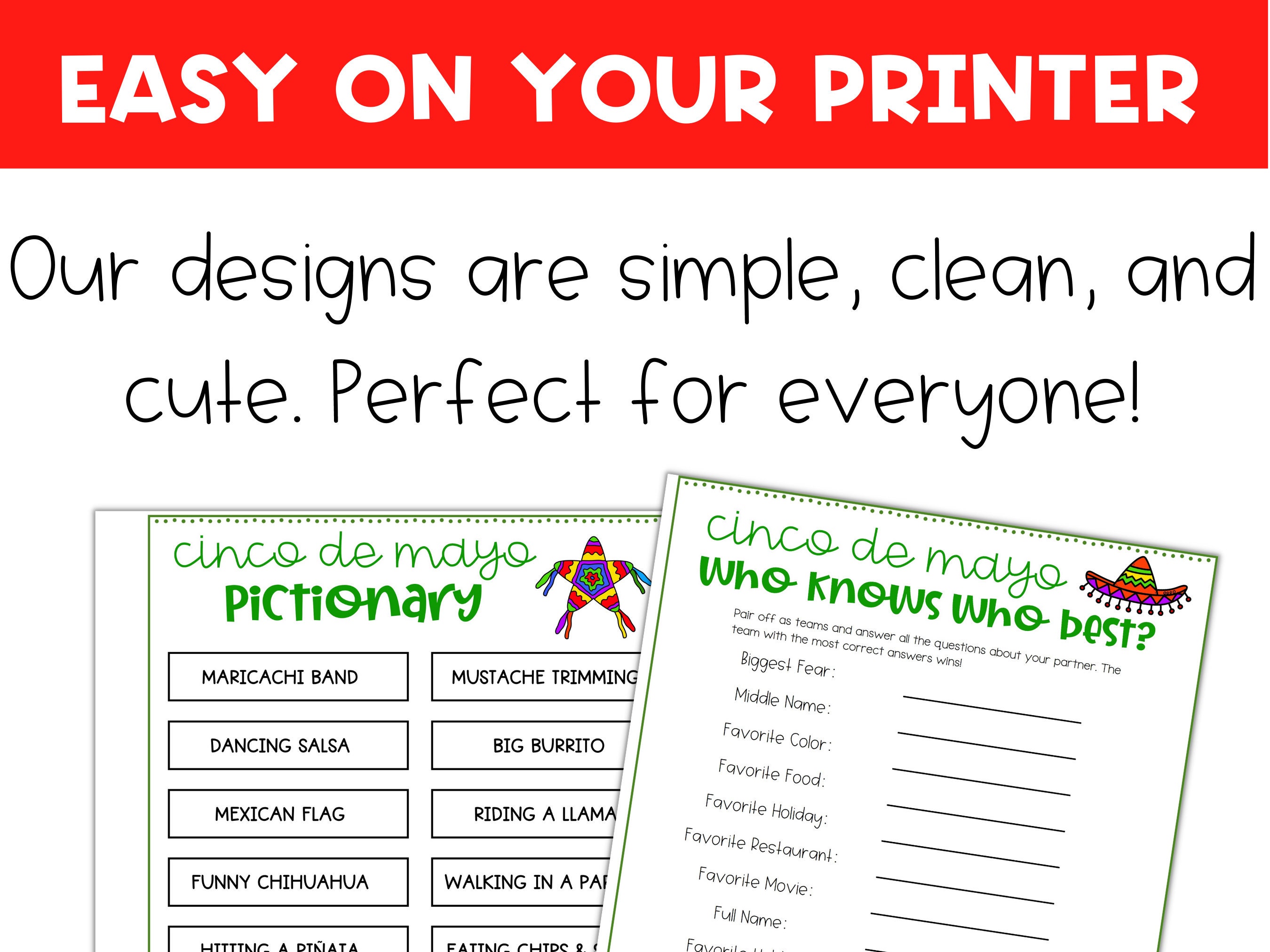 Cinco De Mayo Party Game Bundle | Printable Fiesta Activities for Kids ...