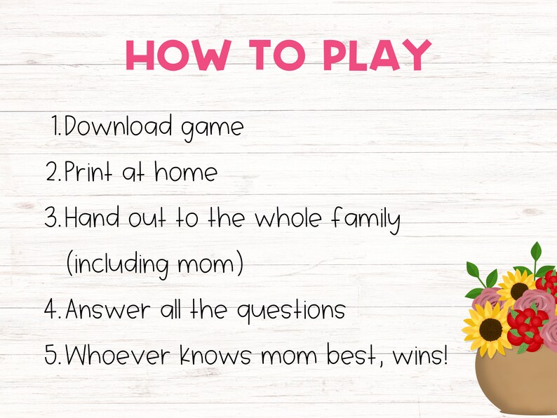 Mothers Day Party Game, Printable Mothers Day Games for Kids and Adults ...